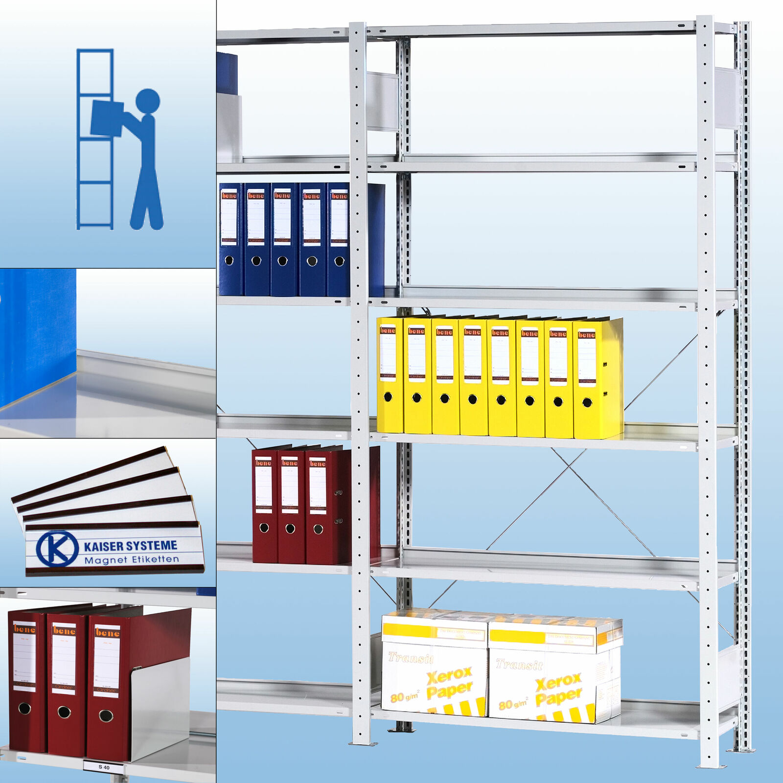 Ordnerregal als Stecksystem - S40 Wandregal - Kaiser Systeme